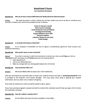 Fillable Online Restricted Charts - South County Hospital Fax Email ...