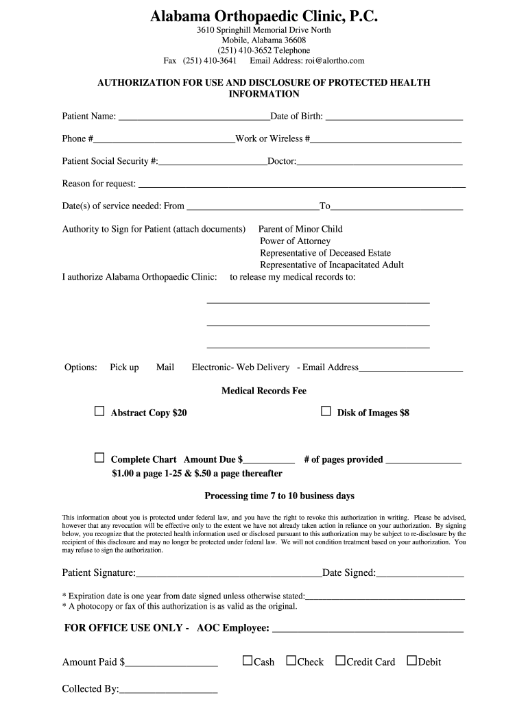 Fillable Online Bill Of Sale Form Alabama Patient Authorization ...