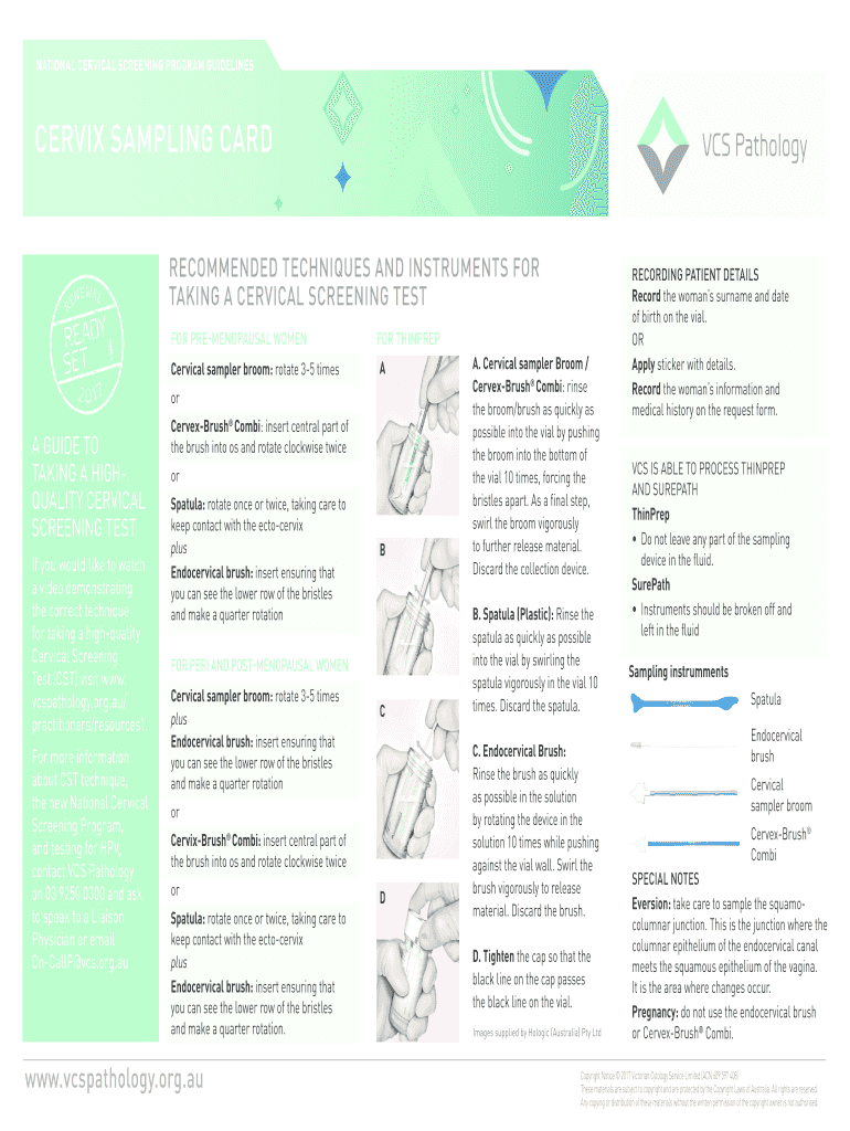 Fillable Online 17275 vcs cervix sampling card art no crops by ...