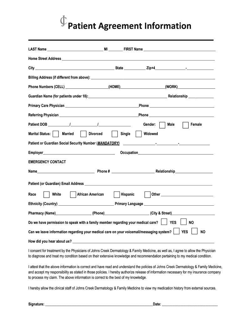 Fillable Online Clinic Intake Form - Panama City Office Fax Email Print ...