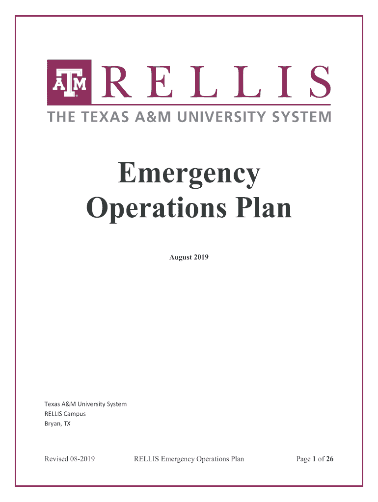 Fillable Online TEXAS A&M UNIVERSITY EMERGENCY OPERATIONS PLAN Fax ...