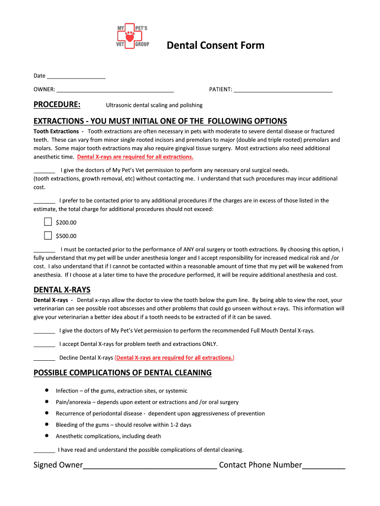 Fillable Online Dental Consent Form.docx Fax Email Print - pdfFiller