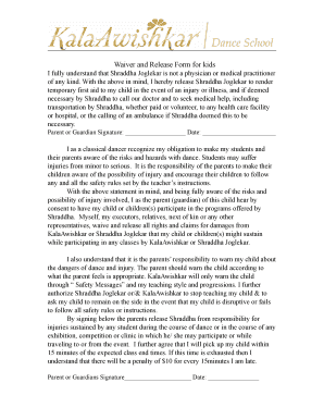 Fillable Online Waiver and Release Form for kids Fax Email Print ...