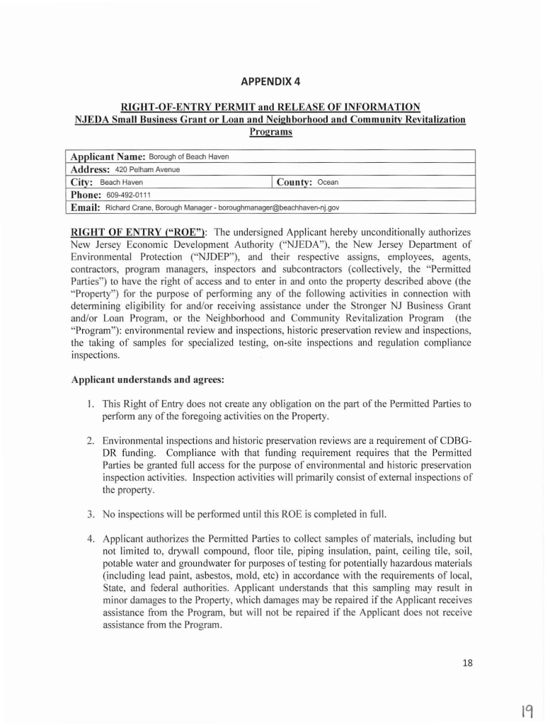 Fillable Online RIGHT-OF-ENTRY PERMIT and RELEASE OF INFORMATION Fax ...