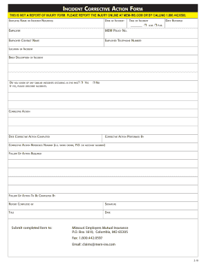 Fillable Online Incident Corrective Action Form Fax Email Print - pdfFiller