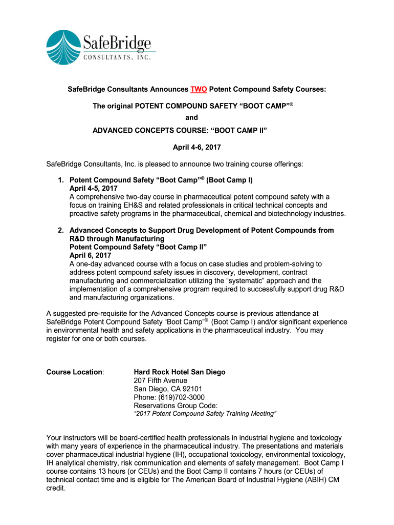 Fillable Online SafeBridge Consultants Announces TWO Potent Compound ...