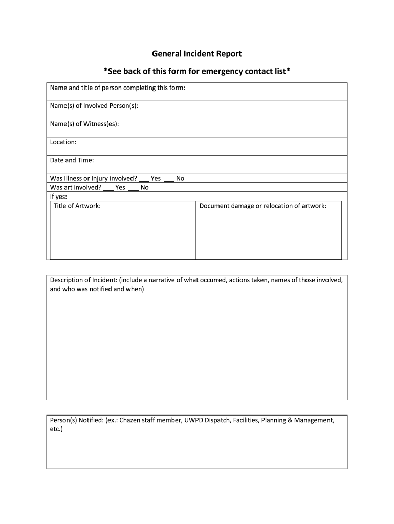 Fillable Online How to Write an Effective Incident Report Templates ...