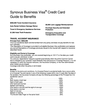 Fillable Online Synovus Classic & Cash Rewards Visa Guide to Benefits ...