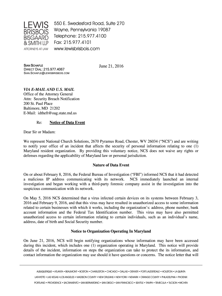 Fillable Online NCS-- Revised Regulator Notice Template (States with No ...