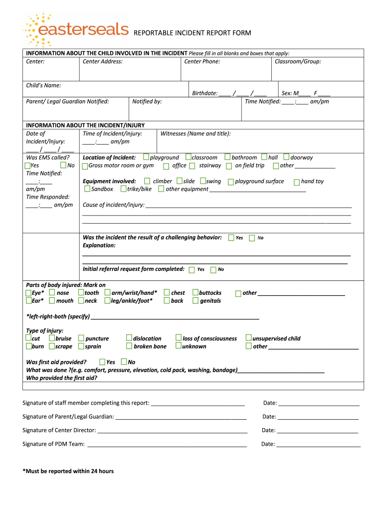 Child Incident Report Example - Fill Online, Printable, Fillable, Blank ...