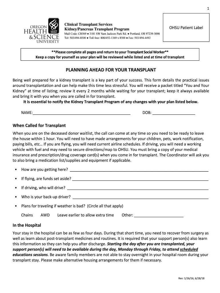 Fillable Online Kidney-Pancreas Transplant Referral Form - OHSU Fax ...