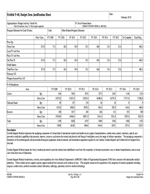 Fillable Online Exhibit P-40, Budget Item Justification Sheet - dacis ...