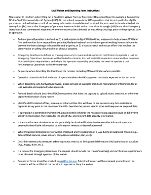 Fillable Online UAS Waiver and Reporting Form Instructions. UAS Waiver ...