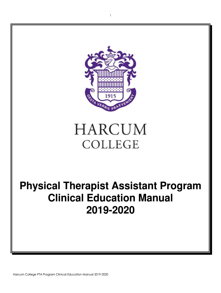 Fillable Online Harcum College PTA Program Clinical Education Manual 2019-2020 Fax Email Print ...