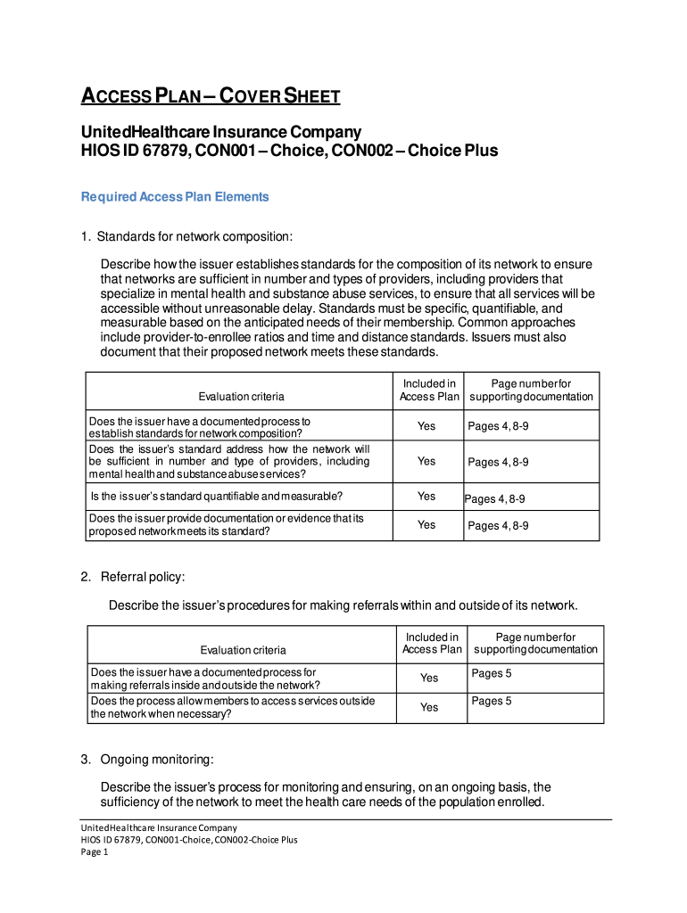 Fillable Online HIOS ID 67879, CON001 Choice, CON002 Choice Plus Fax ...