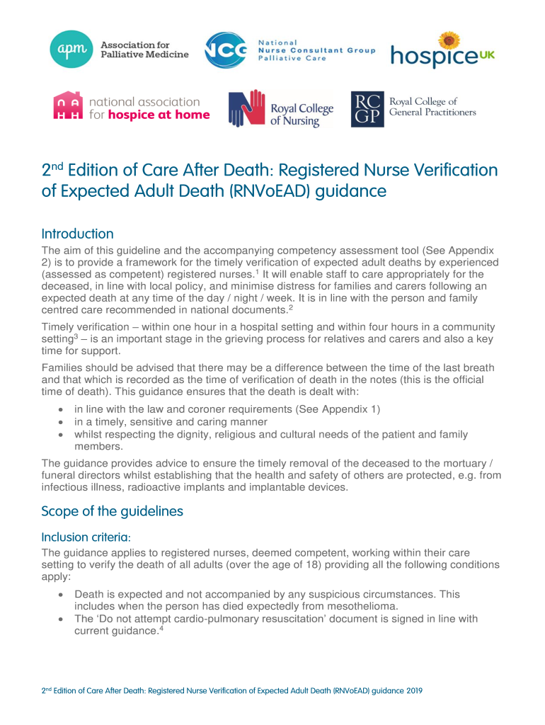 Fillable Online 2nd Edition of Care After Death: Registered Nurse ...