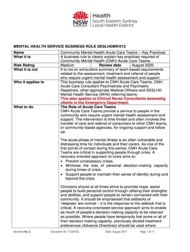 Fillable Online Mental Health Policies, Procedures and Guidelines Fax ...