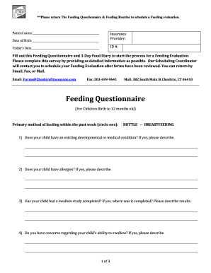 Fillable Online Feeding Therapy - CHOC Children's, Orange County ...