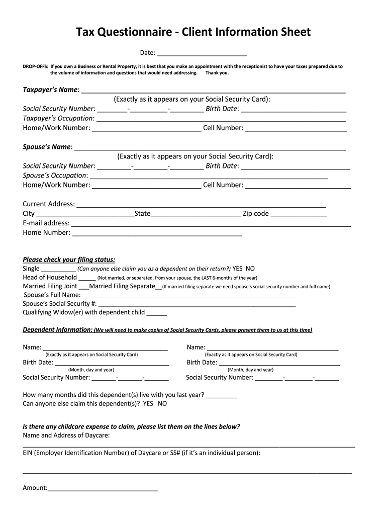 Fillable Online 17+ Printable Client Information Sheet Templates - Free ...