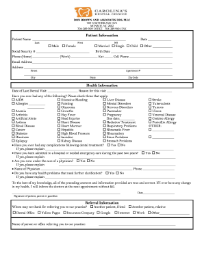Fillable Online Sample New Patient Questionnaire - Carolina's Dental ...