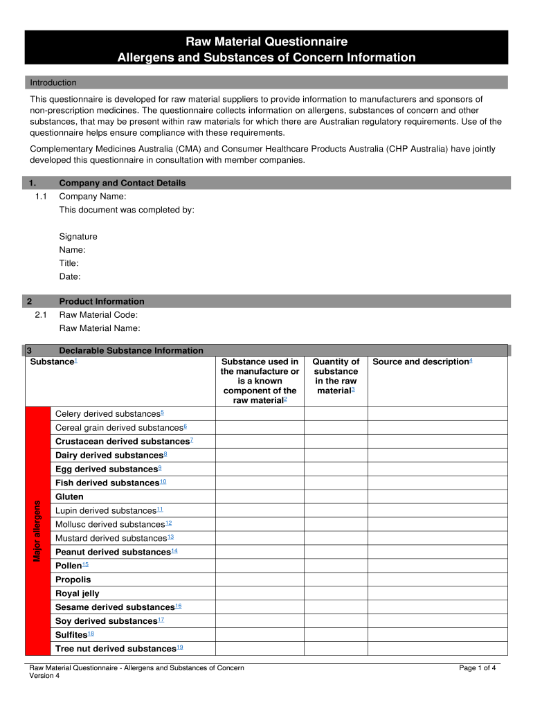 Fillable Online Raw Materials: Selection, Specifications, and ...