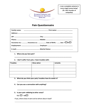 Fillable Online Pain Questionnaire - schmerz-therapie-zentrum.at Fax ...