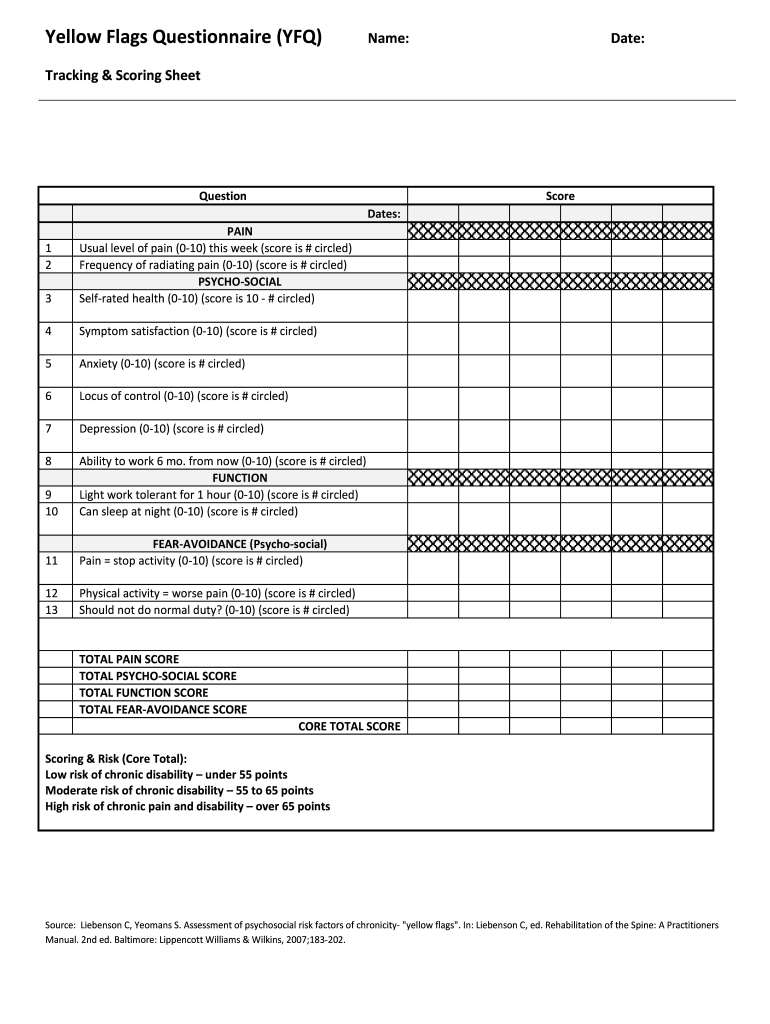 Fillable Online Yellow Flags for Developing Persistent Disabling Low ...