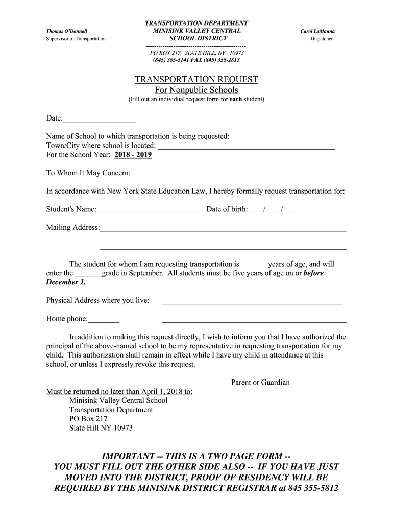 Fillable Online TRANS REQUEST FORM 2018-2019 Fax Email Print - pdfFiller