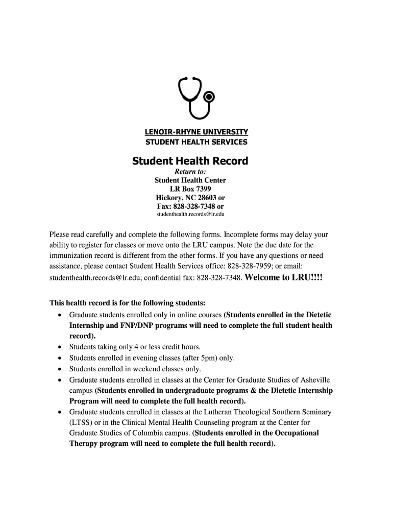 Fillable Online Fillable Online pa lr Student Health Record - Lenoir ...