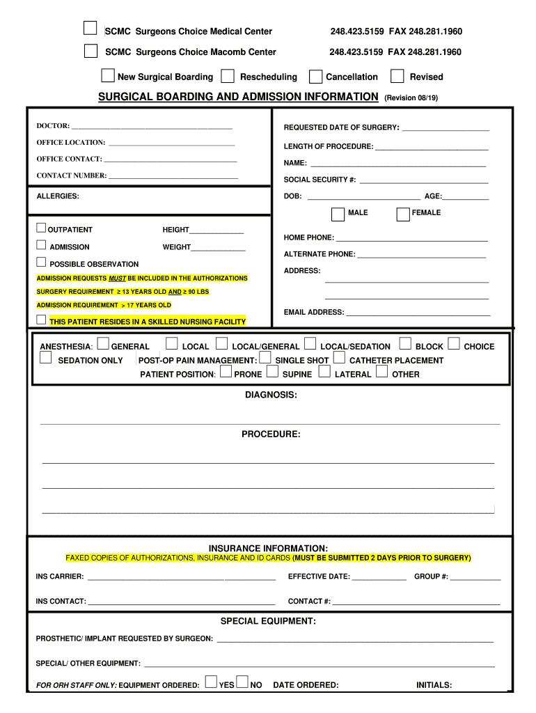 Fillable Online Services / Surgeon Choice - Surgeons Choice Medical ...