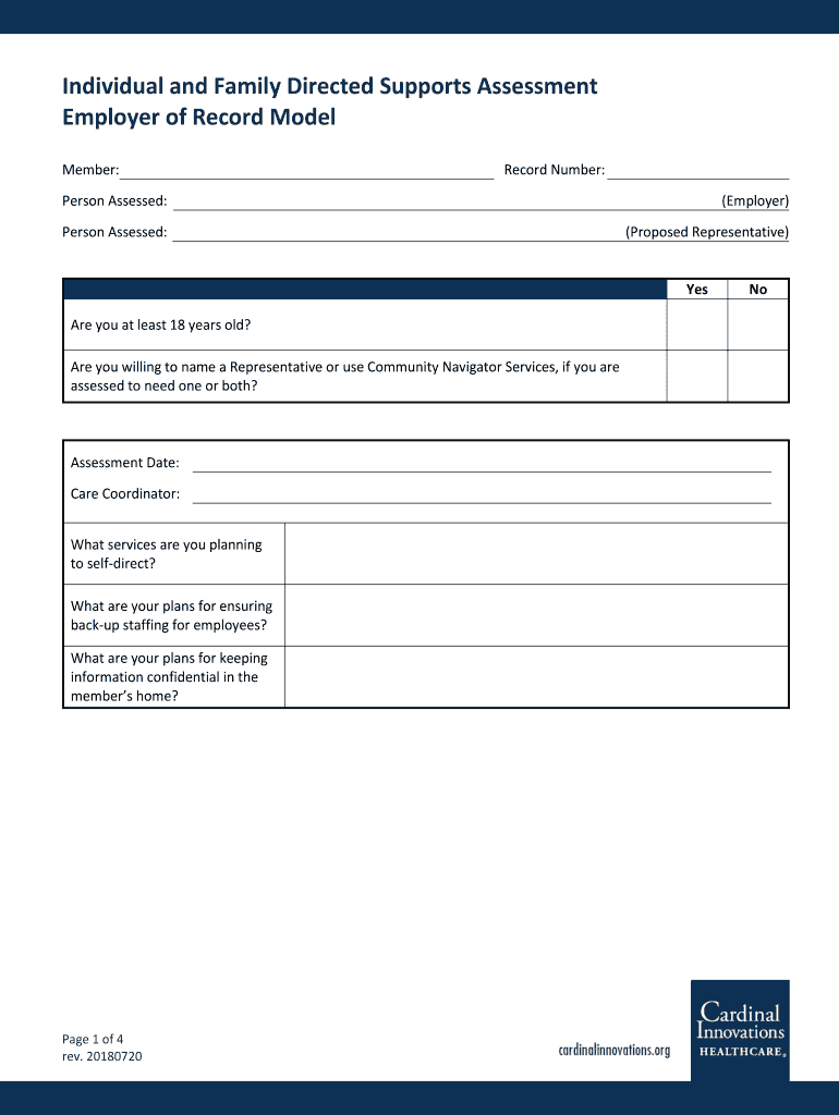 Fillable Online Individual and Family Directed Supports Assessment Fax ...