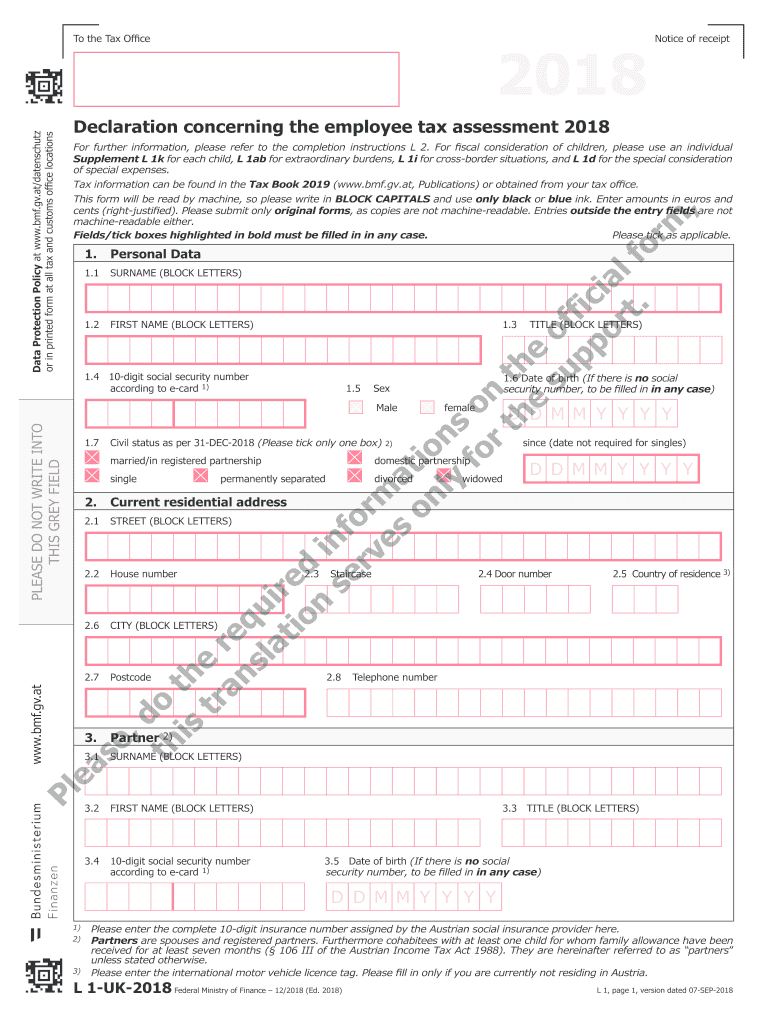 Fillable Online L1, Declaration on employee tax assessment 2014 Fax ...