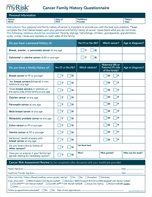 Fillable Online Cancer Family History Questionnaire - The Women's ...