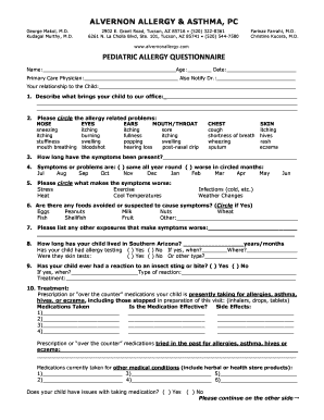 Fillable Online Chart - Pediatric Questionnaire.doc Fax Email Print ...