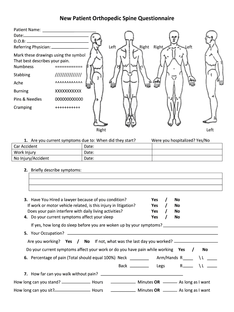 Fillable Online New Patient Orthopedic Spine Questionnaire - Houston ...