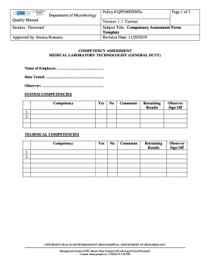 Fillable Online Competency Assessment Form Template QPEMI05005a Fax ...