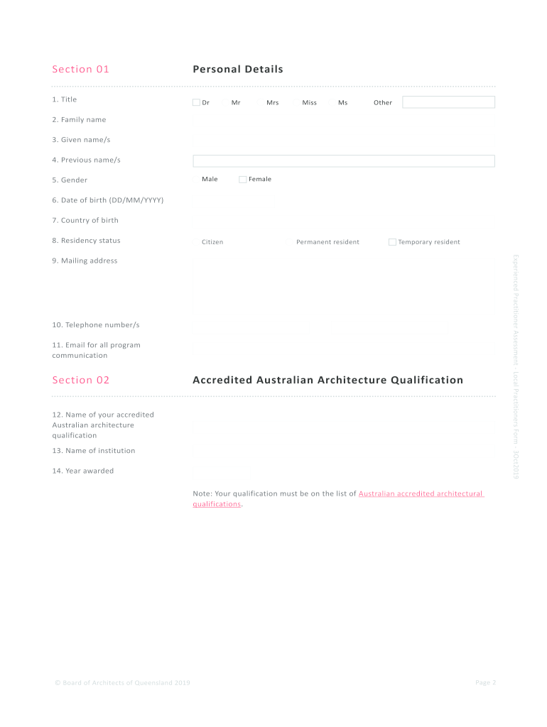 Fillable Online Experienced Practitioner Assessment Local Practitioners ...