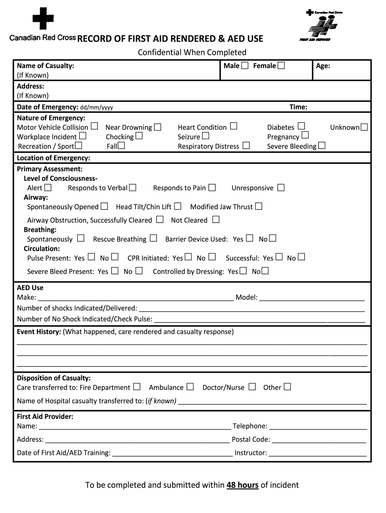 Fillable Online First aid patient recordswho and what are they for ...