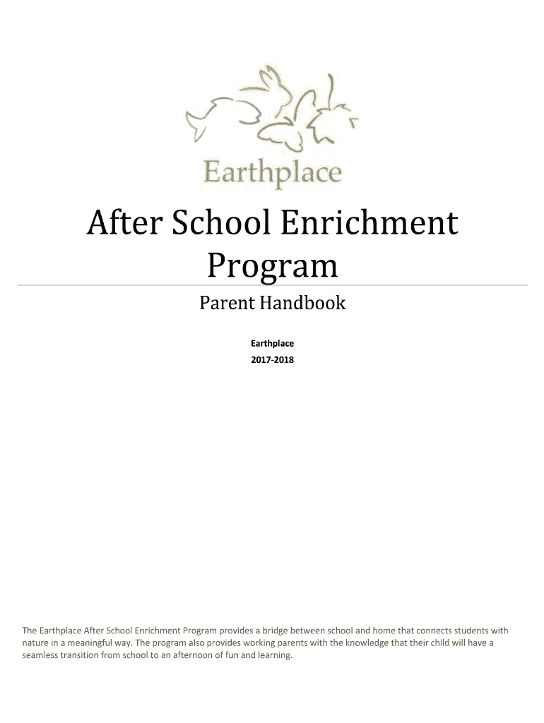 Fillable Online After School Enrichment Program. Parent Handbook Fax ...