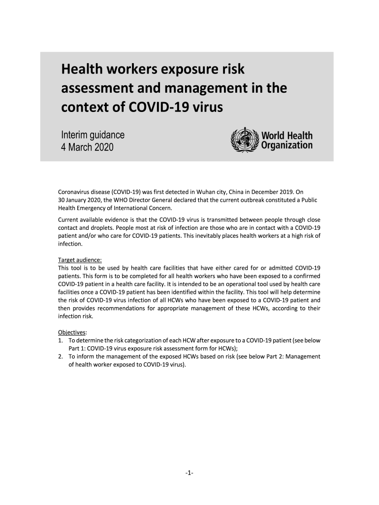Fillable Online HCW exposure risk assessment form 2020-03 ...