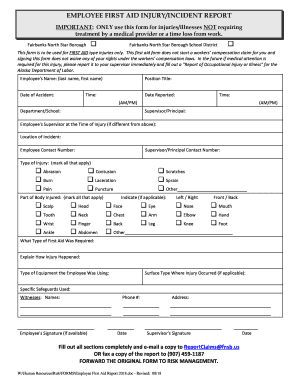 Fillable Online Employee First Aid Injury/Incident Report. 1st Aid Only ...
