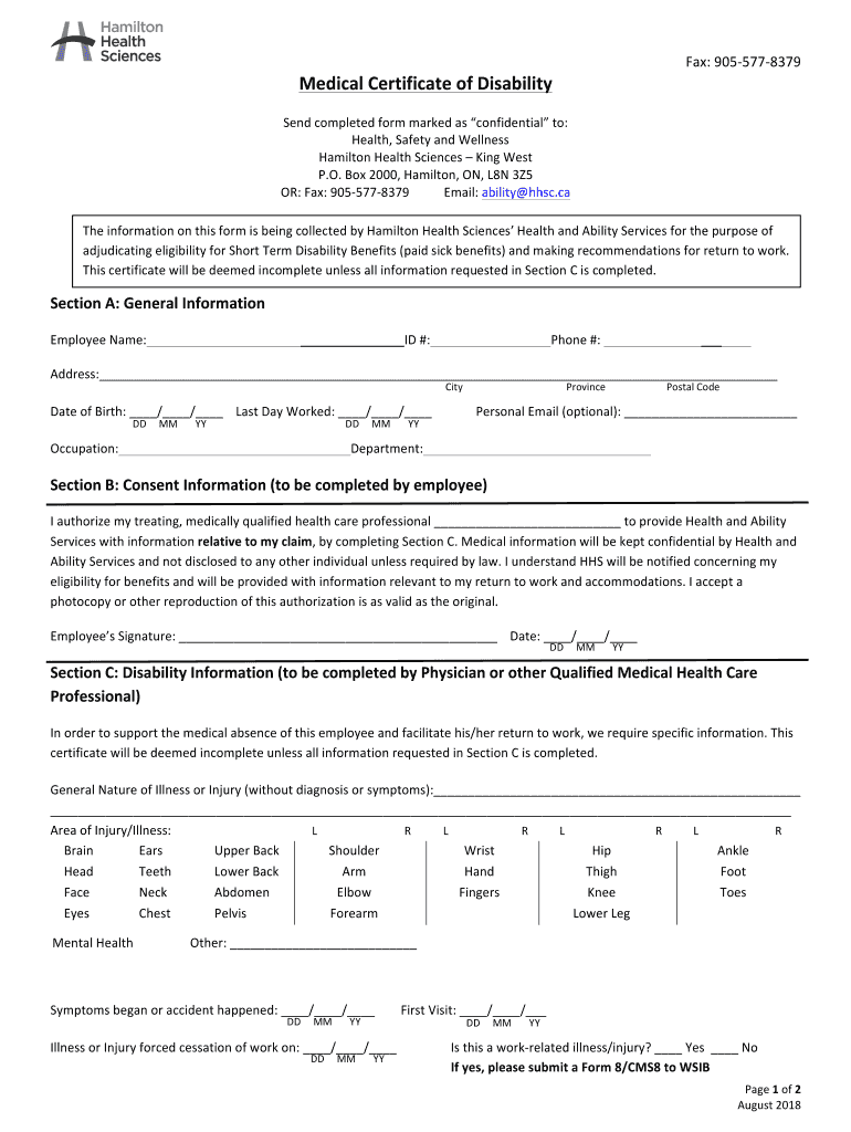 Fillable Online Medical Certificate of Disability - Aug. 30.18 (3).docx ...