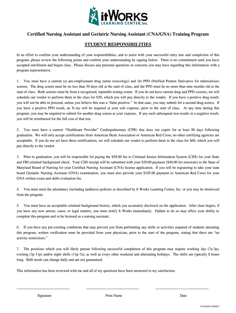 Fillable Online Certified Nursing Assistant (CNA) (120 hours) Fax Email ...