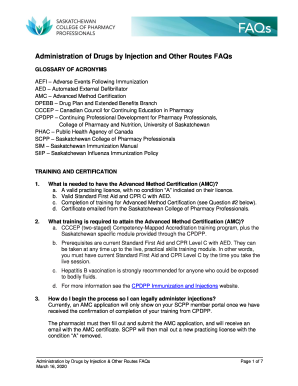 Fillable Online Administration of Drugs by Injection and Other Routes ...