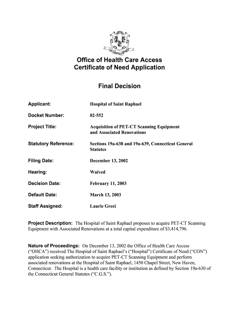 Fillable Online Certificate of Need - West Virginia Health Care ...