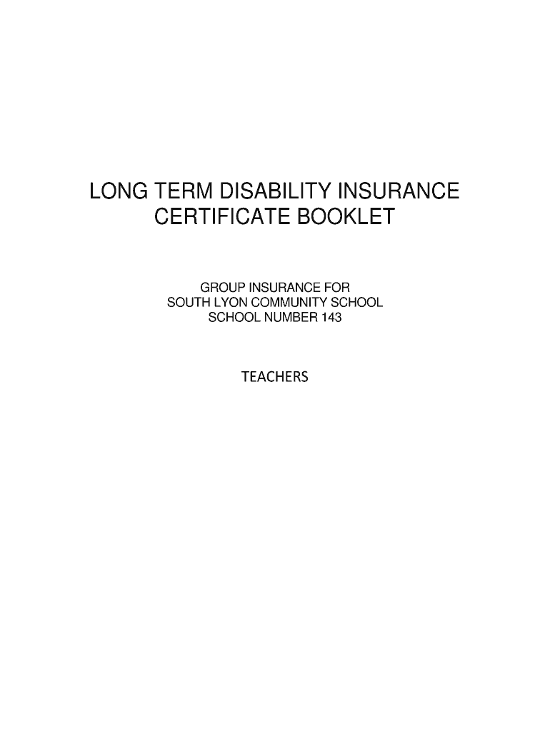 Fillable Online Group Long Term Disability Insurance Certificate Fax ...