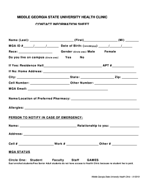 Fillable Online immunization form - The Georgia State University ...