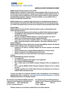 Fillable Online MEDSTAR PATIENT INFORMATION SHEET - MedStar Health Fax ...