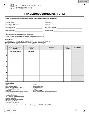 Fillable Online PIP BLOCK SUBMISSION FORM Fax Email Print - pdfFiller