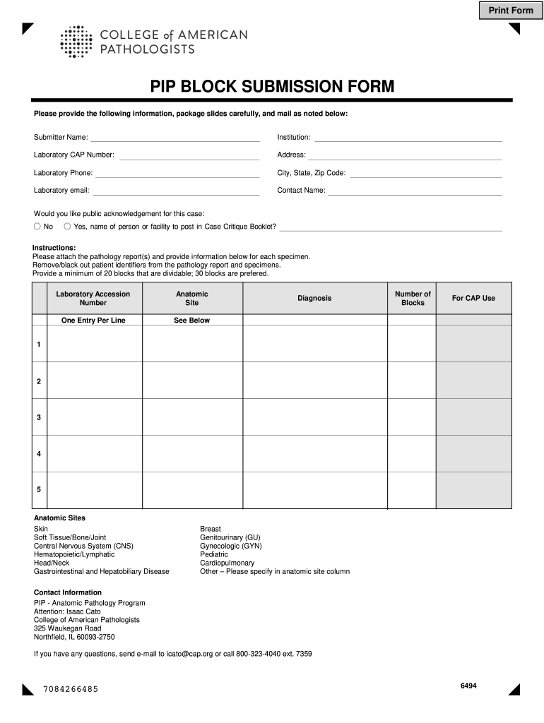 Fillable Online PIP BLOCK SUBMISSION FORM Fax Email Print - pdfFiller